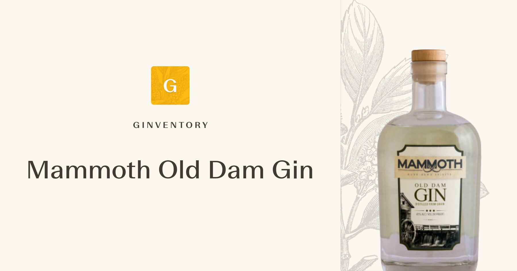Mammoth Old Dam Gin — Gins | Ginventory