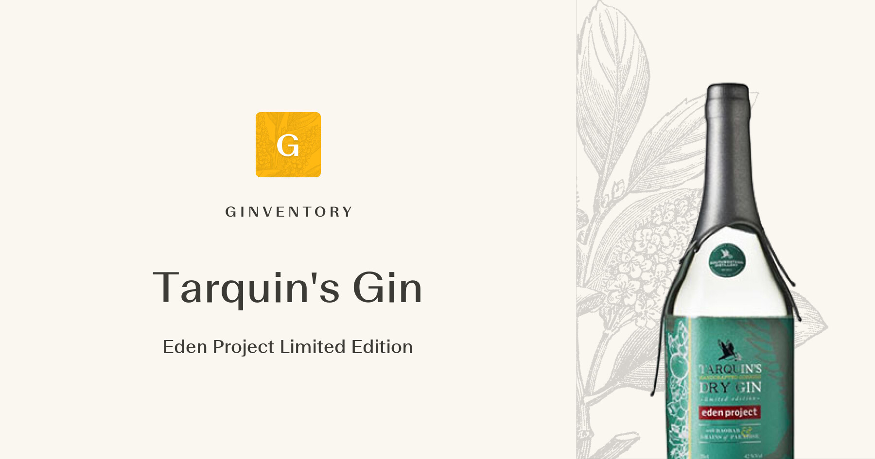 Tarquin's Gin - Eden Project Limited Edition — Gins | Ginventory