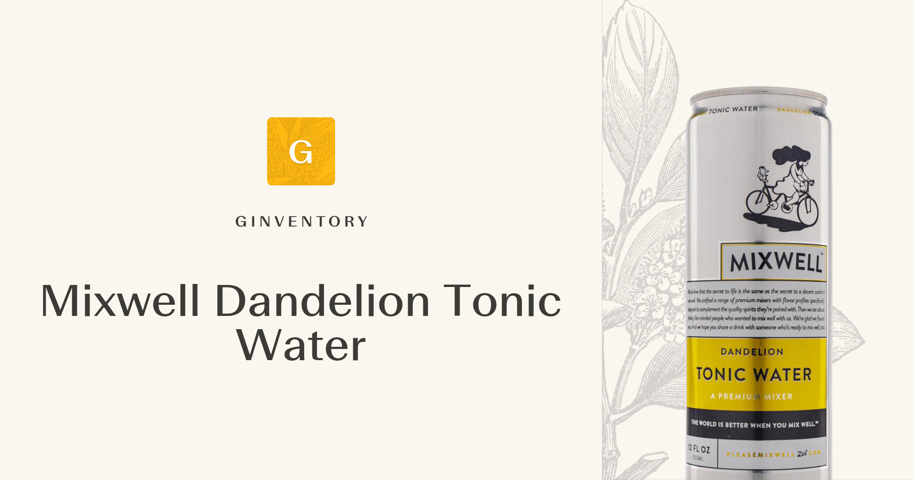 Mixwell Dandelion Tonic Water — Tonics | Ginventory