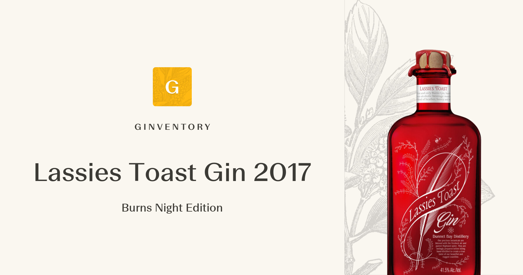 Lassies Toast Gin 2017 - Burns Night Edition — Gins | Ginventory