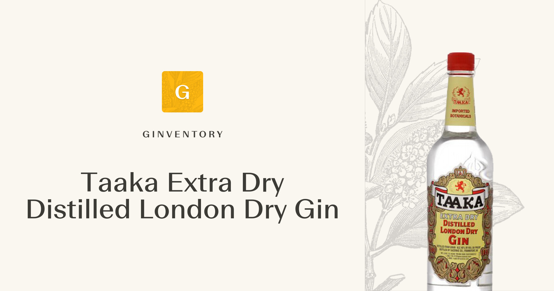 Taaka Extra Dry Distilled London Dry Gin — Ginebras | Ginventory