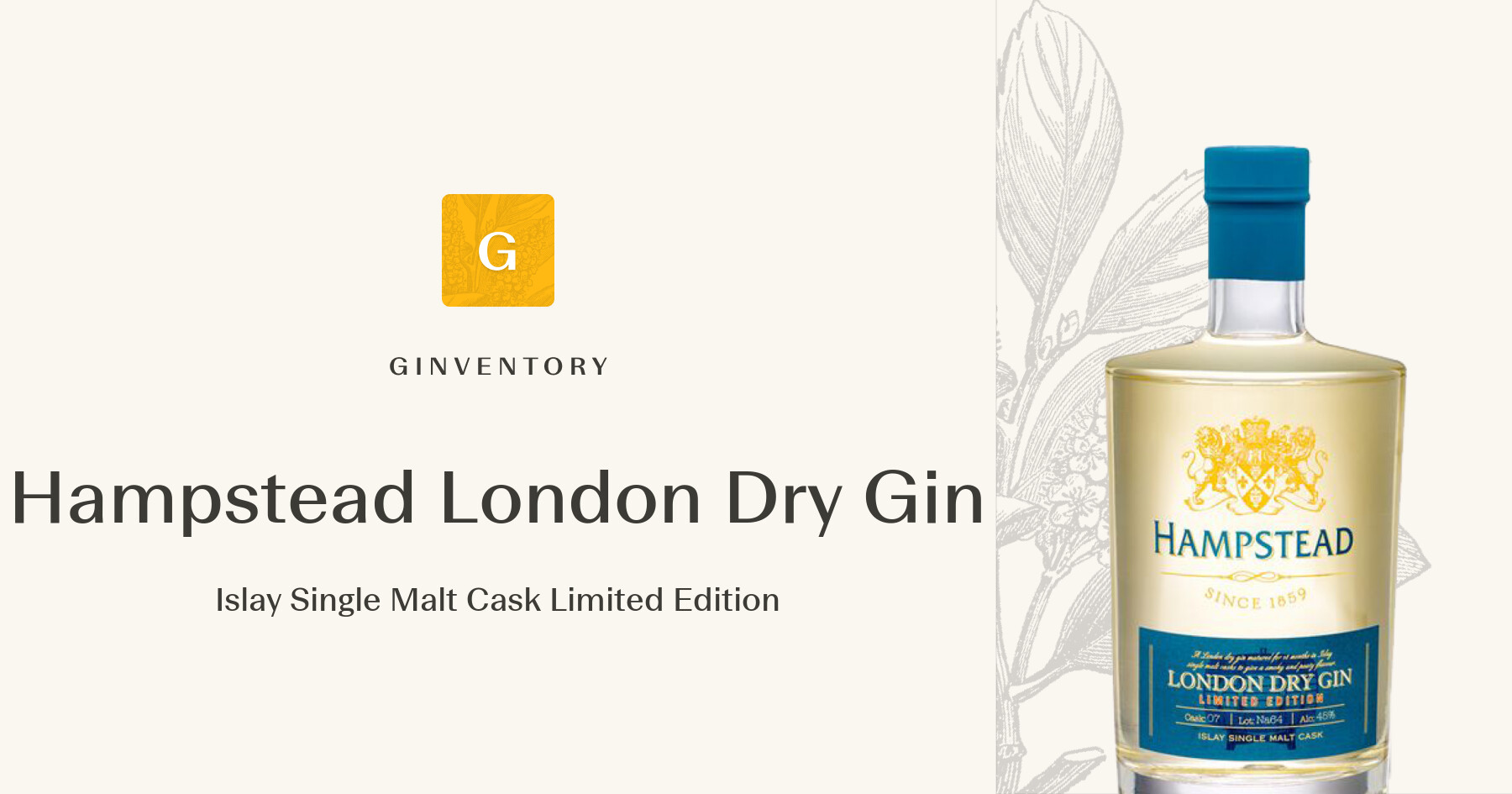 Hampstead London Dry Gin - Islay Single Malt Cask Limited Edition ...