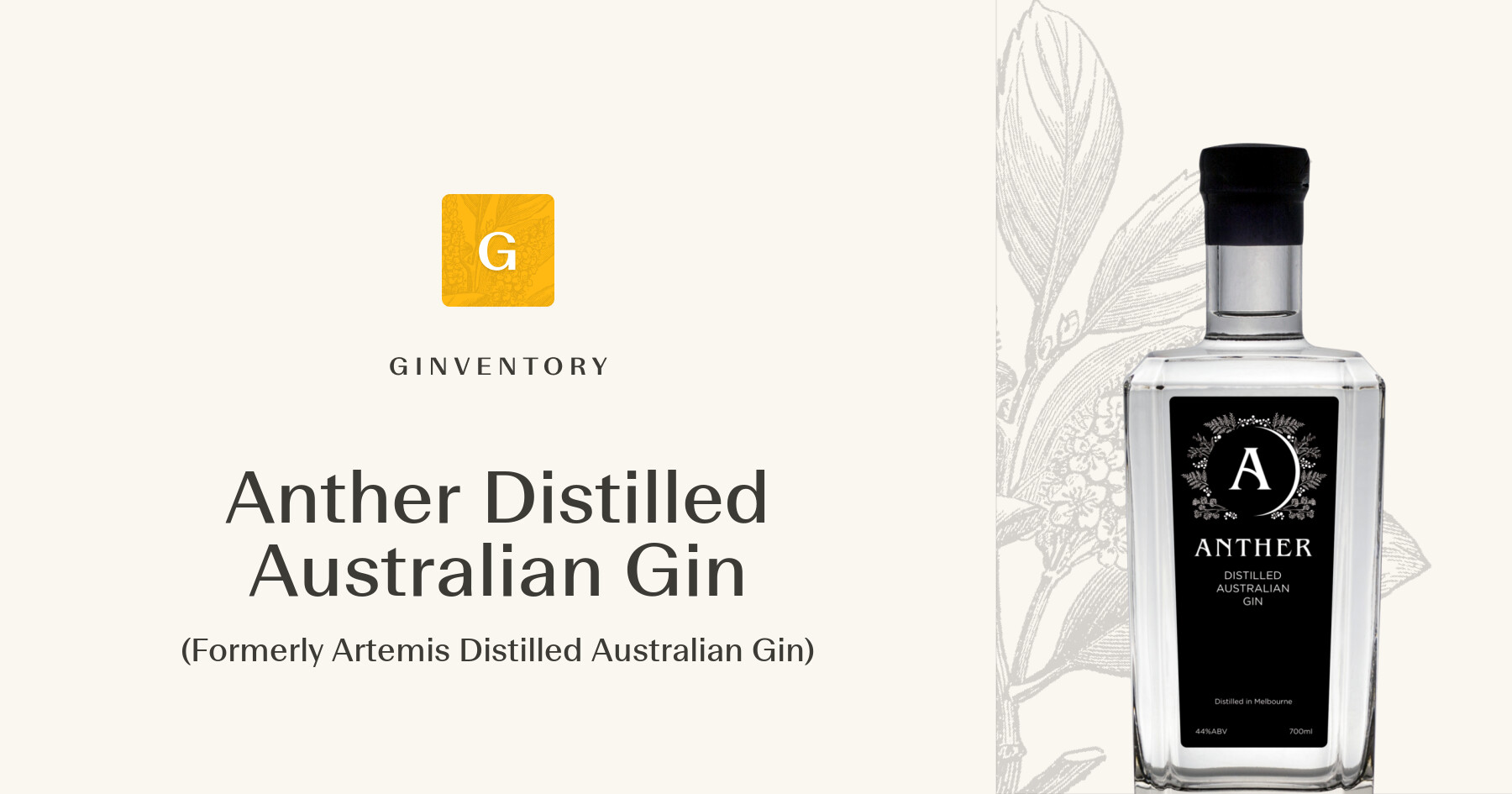 Anther Distilled Australian Gin - (Formerly Artemis Distilled ...