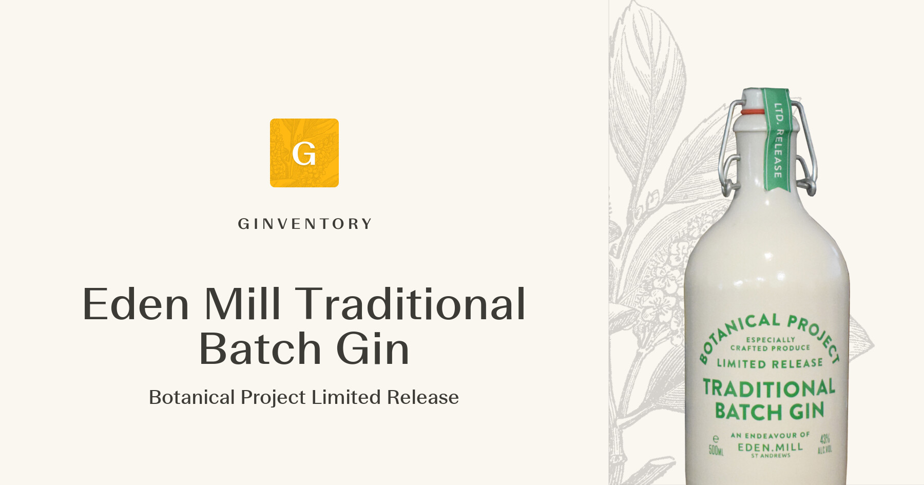 Eden Mill Traditional Batch Gin - Botanical Project Limited Release ...