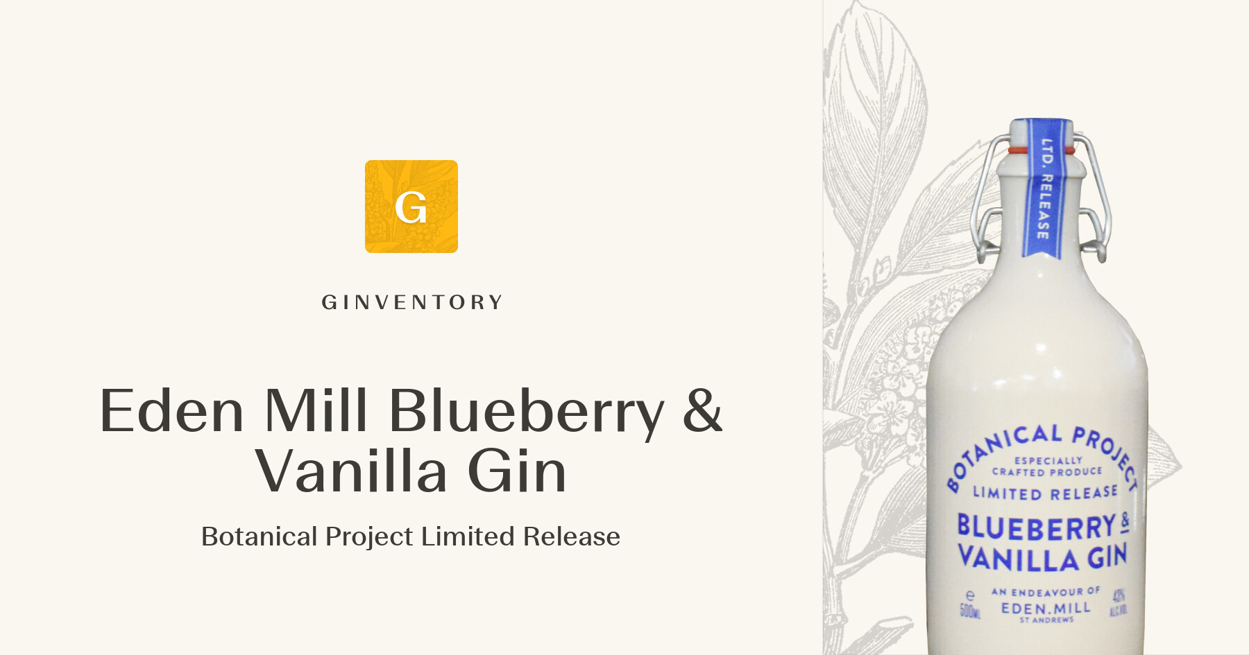 Eden Mill Blueberry & Vanilla Gin - Botanical Project Limited Release ...