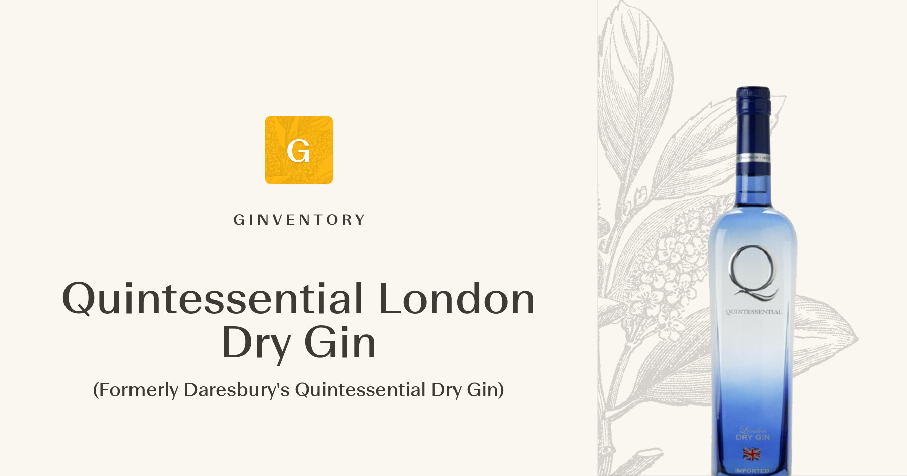 Quintessential London Dry Gin - (Formerly Daresbury's Quintessential ...