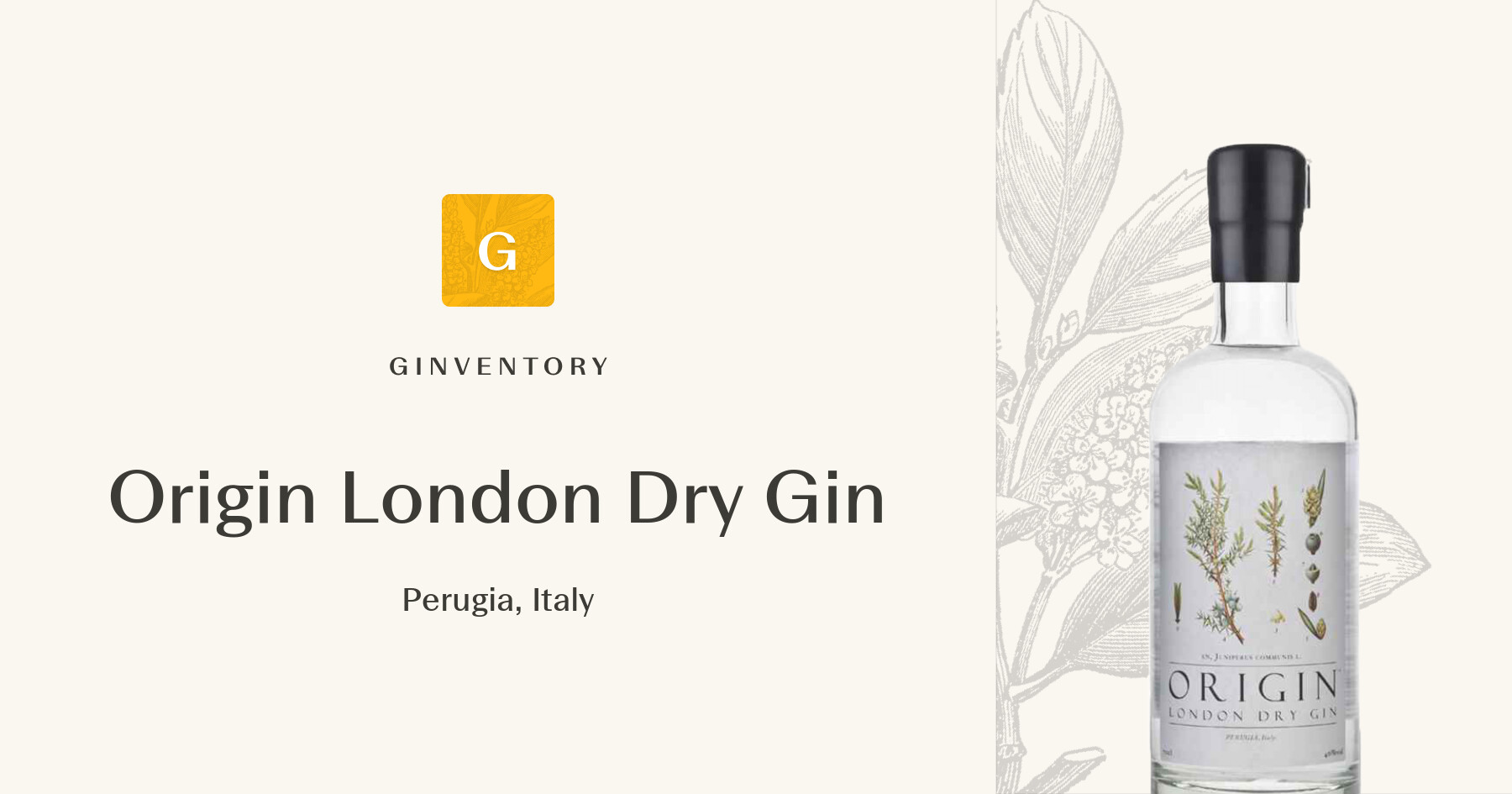 Origin London Dry Gin - Perugia, Italy — Gins | Ginventory