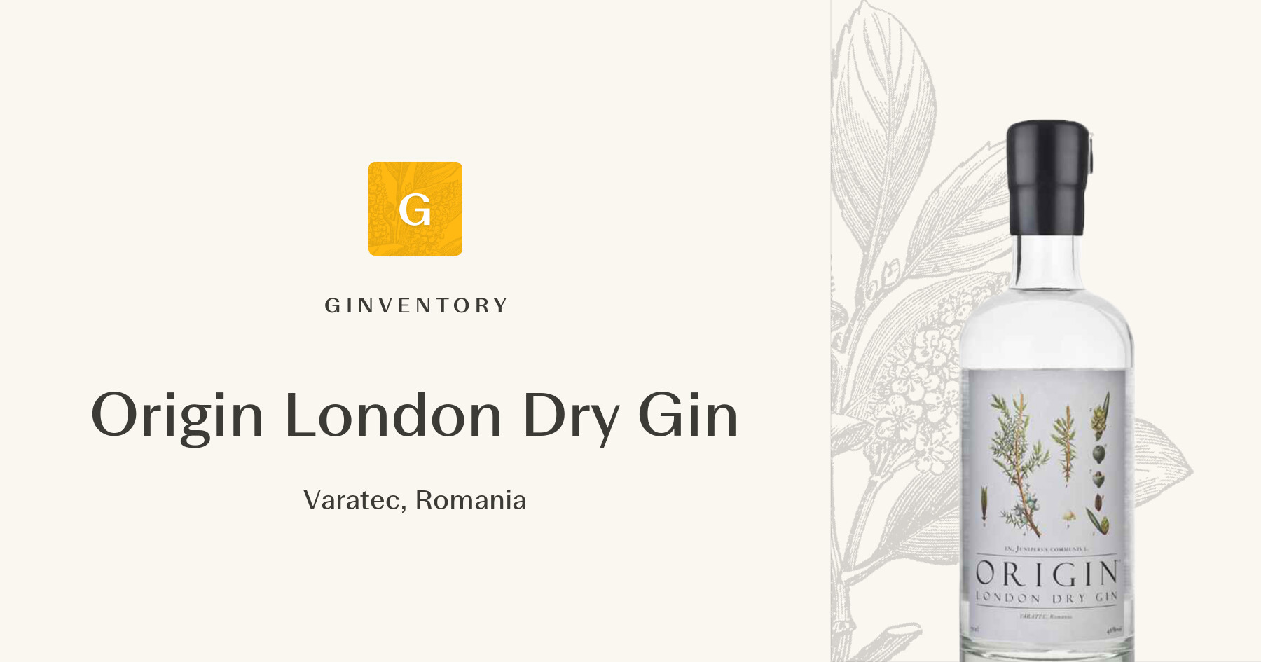 Origin London Dry Gin - Varatec, Romania — Gins | Ginventory