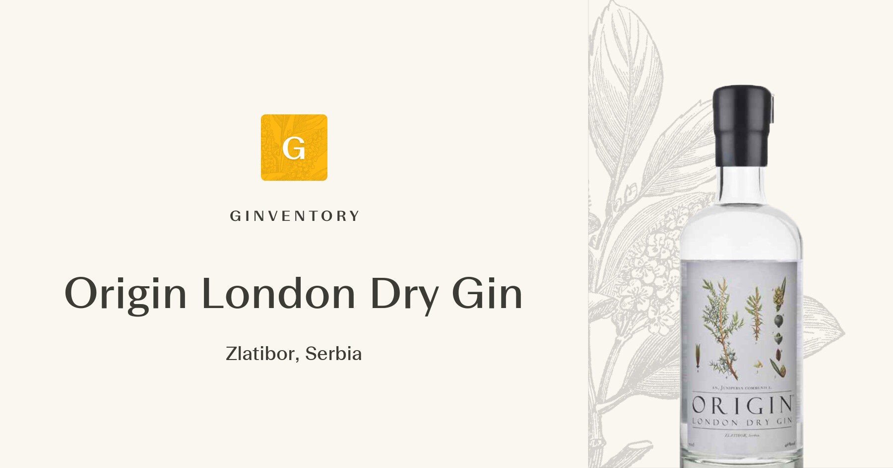 Origin London Dry Gin - Zlatibor, Serbia — Gins | Ginventory