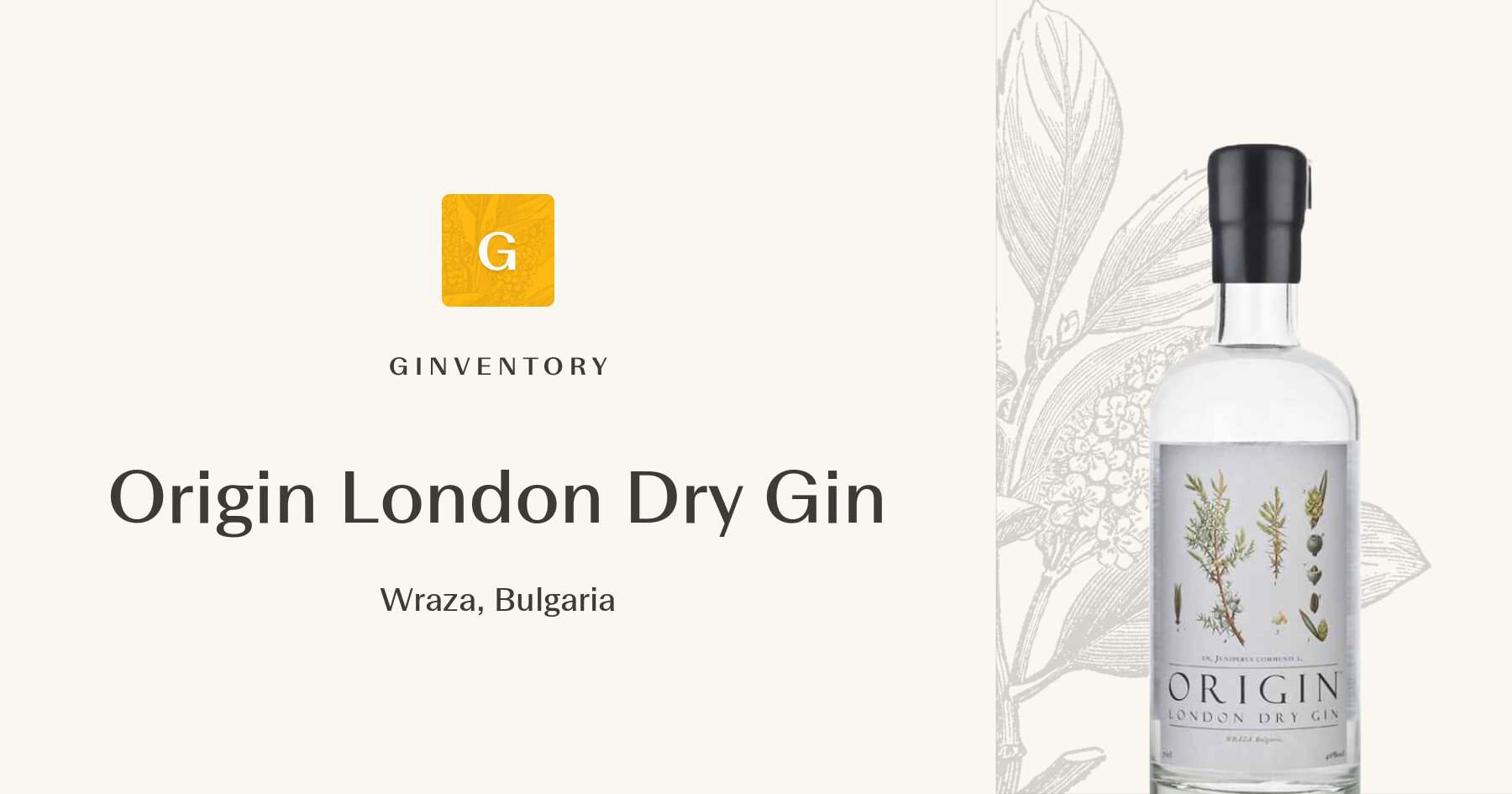 Origin London Dry Gin - Wraza, Bulgaria — Gins | Ginventory