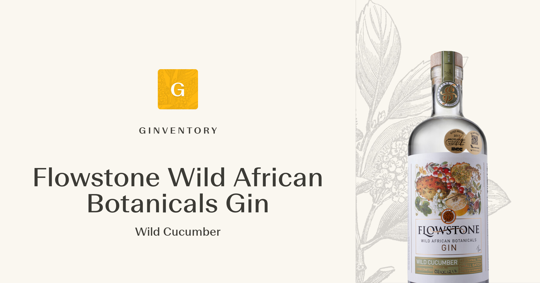 Flowstone Wild African Botanicals Gin - Wild Cucumber — Gins | Ginventory