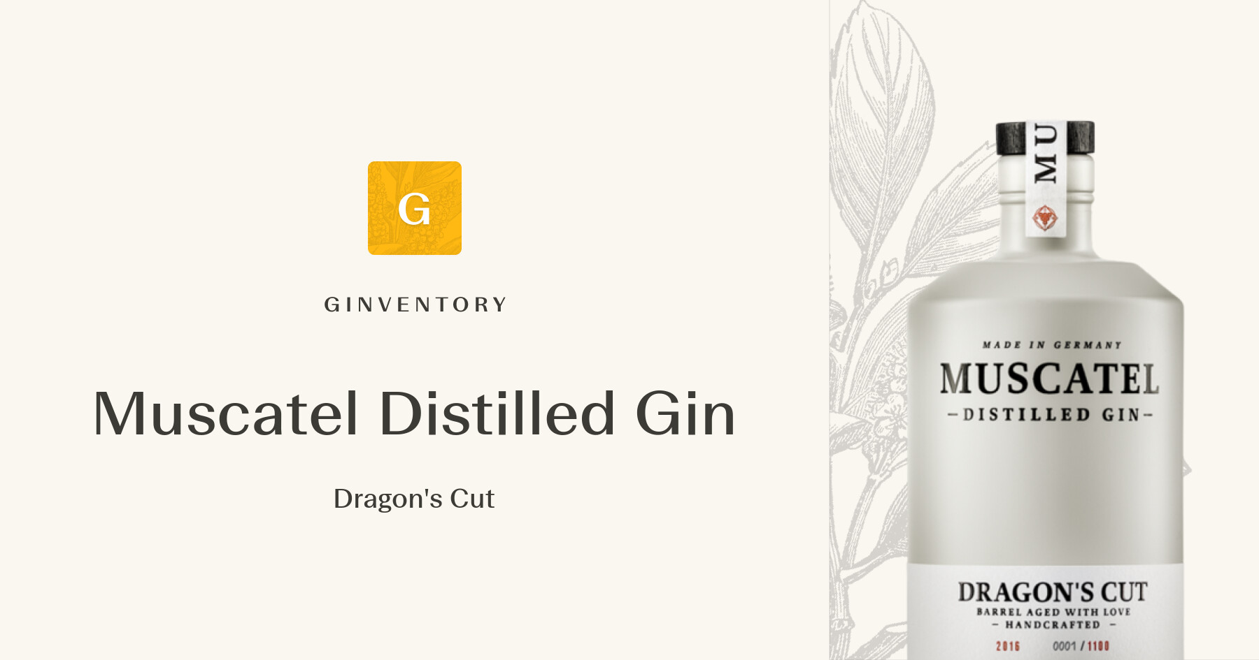 Muscatel Distilled Gin - Dragon's Cut — Gins | Ginventory