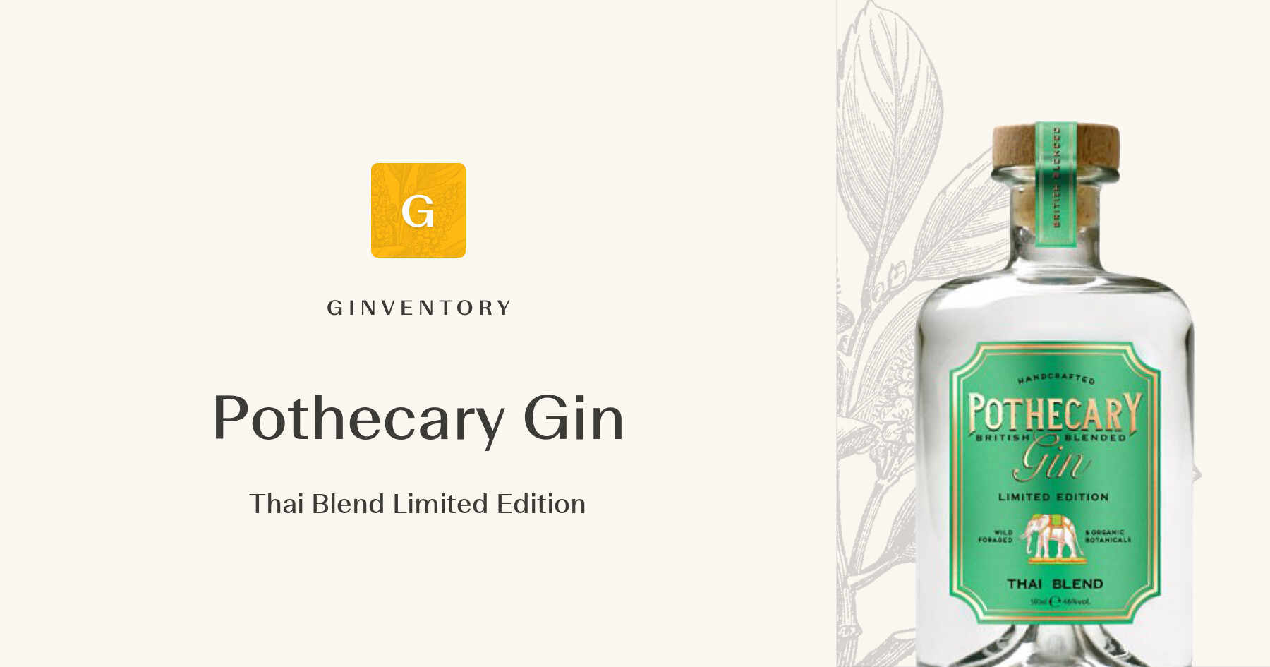 Pothecary Gin - Thai Blend Limited Edition — Ginebras | Ginventory