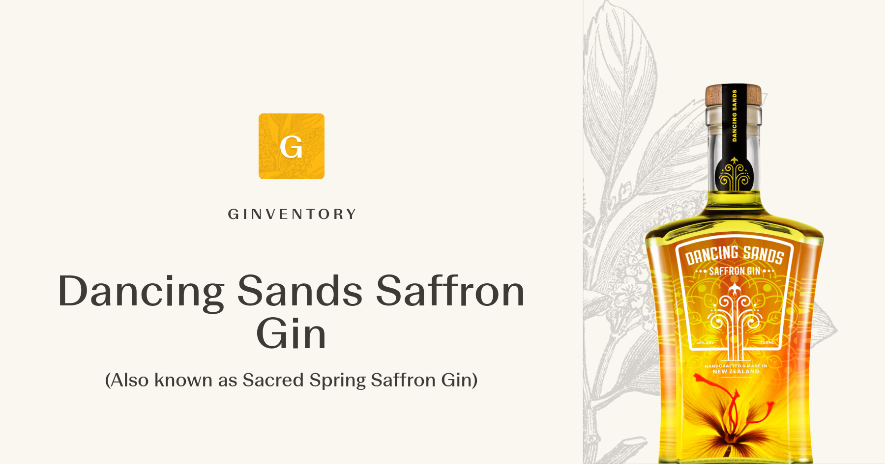 Dancing Sands Saffron Gin - (Also known as Sacred Spring Saffron Gin ...