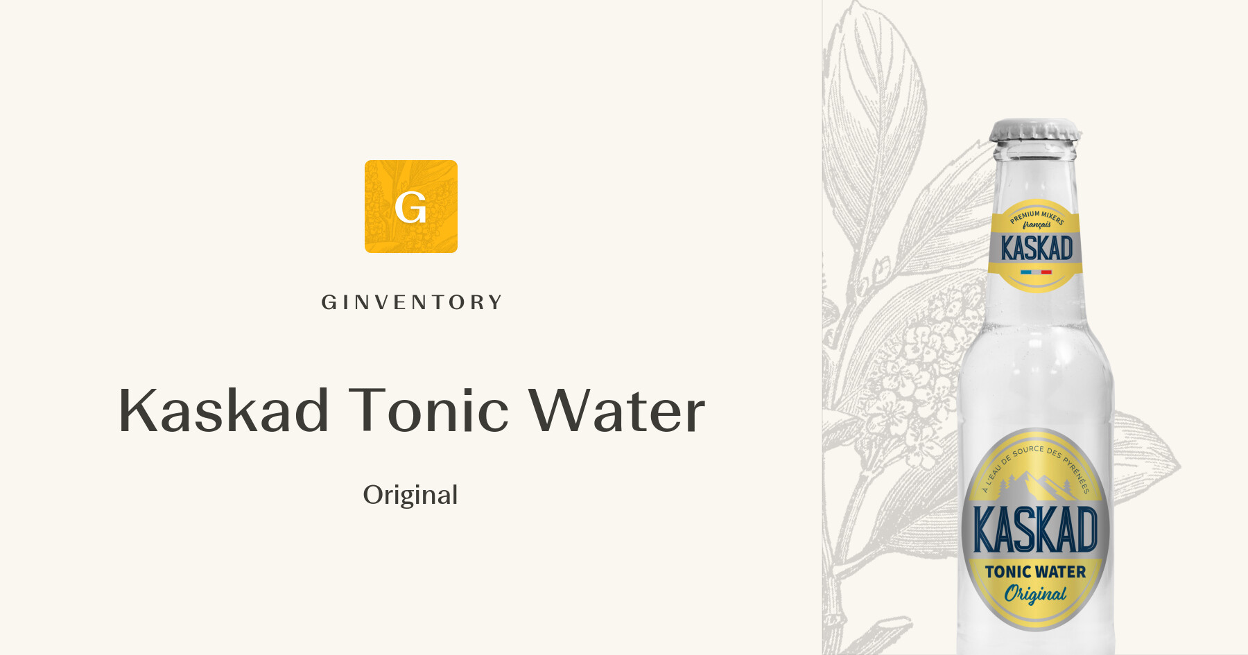 Kaskad Tonic Water - Original — Tonics | Ginventory