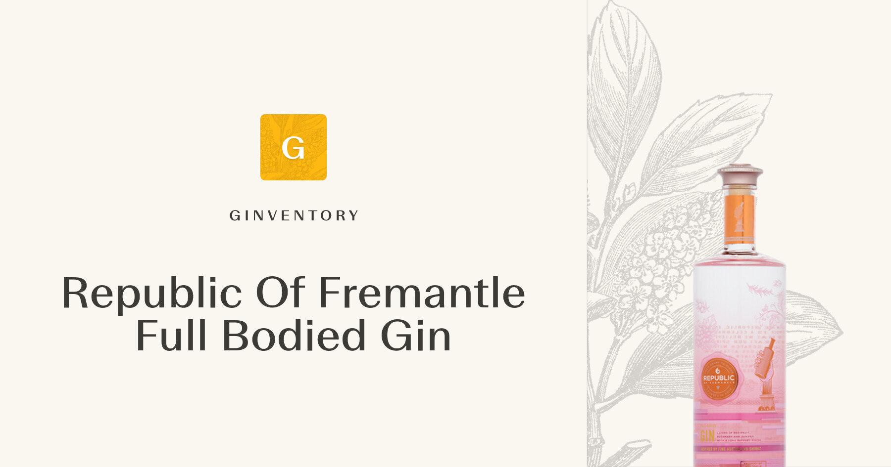 Republic Of Fremantle Full Bodied Gin — Gins | Ginventory