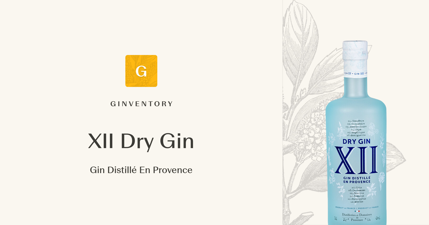 XII Dry Gin - Gin Distillé En Provence — Ginebras | Ginventory
