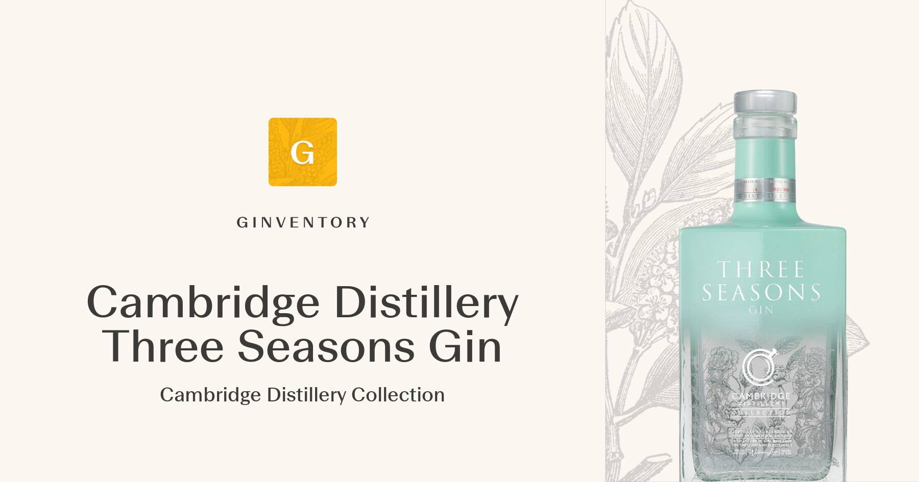 Cambridge Distillery Three Seasons Gin - Cambridge Distillery ...