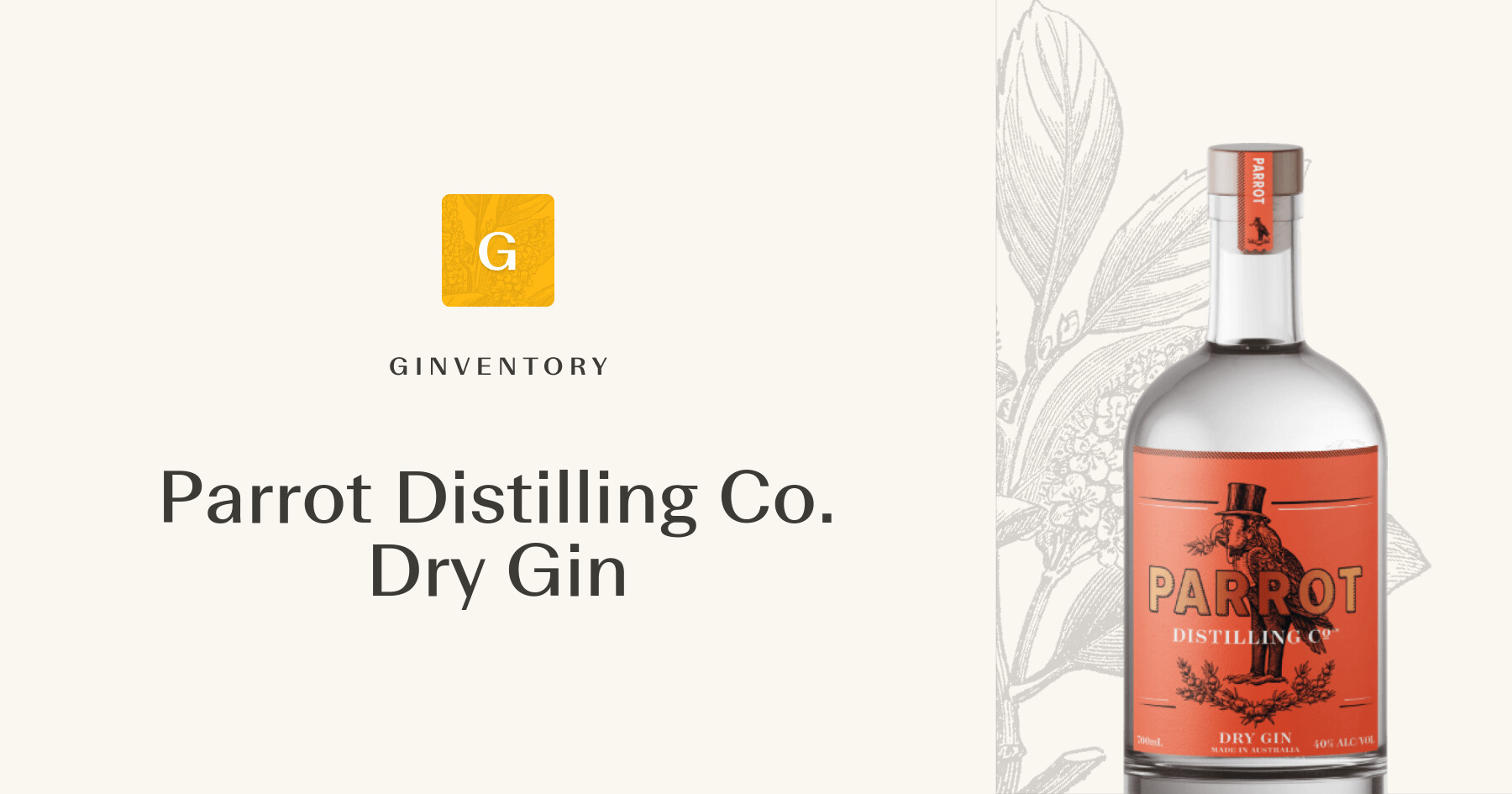 Parrot Distilling Co. Dry Gin — Ginebras | Ginventory