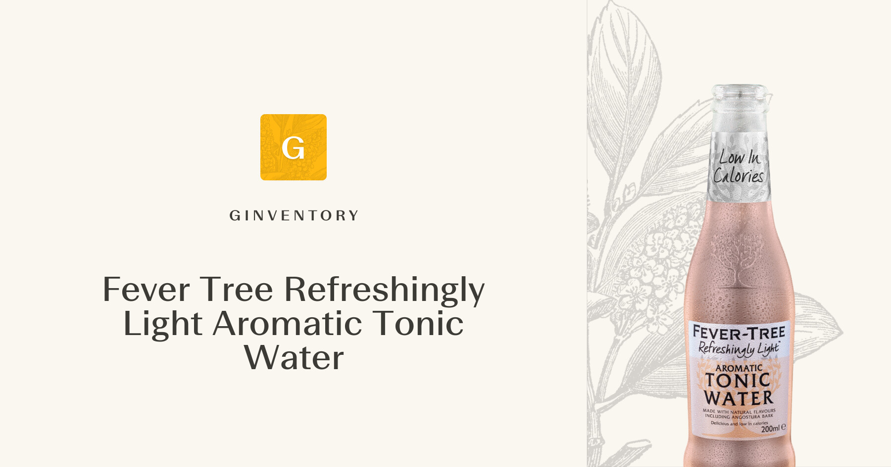 Fever Tree Refreshingly Light Aromatic Tonic Water — Tonics | Ginventory