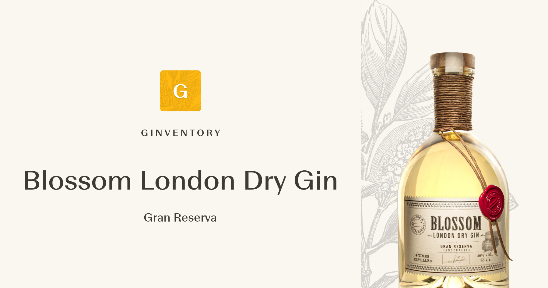 Blossom London Dry Gin - Gran Reserva — Gins | Ginventory