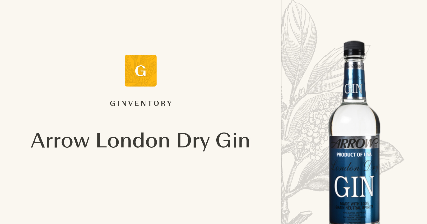 Arrow London Dry Gin — Gins | Ginventory