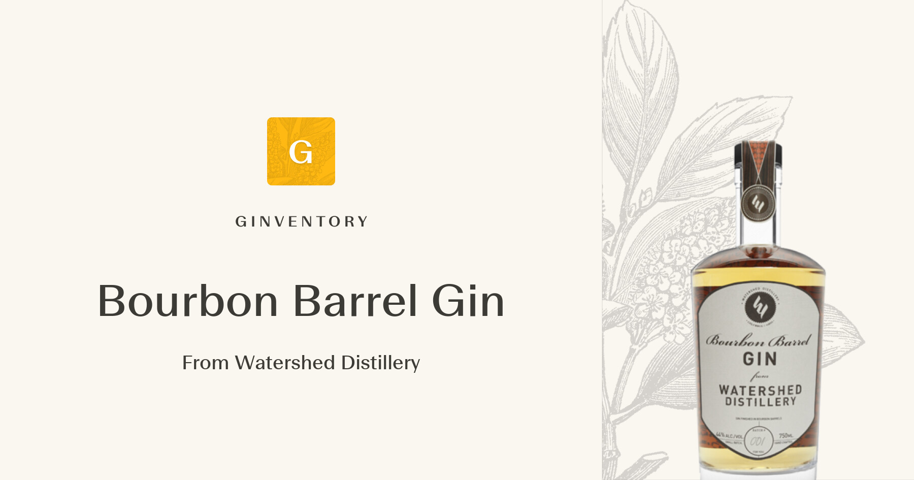 Bourbon Barrel Gin - From Watershed Distillery — Gins | Ginventory