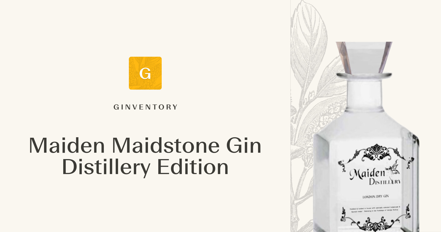 Maiden Maidstone Gin Distillery Edition — Gins | Ginventory