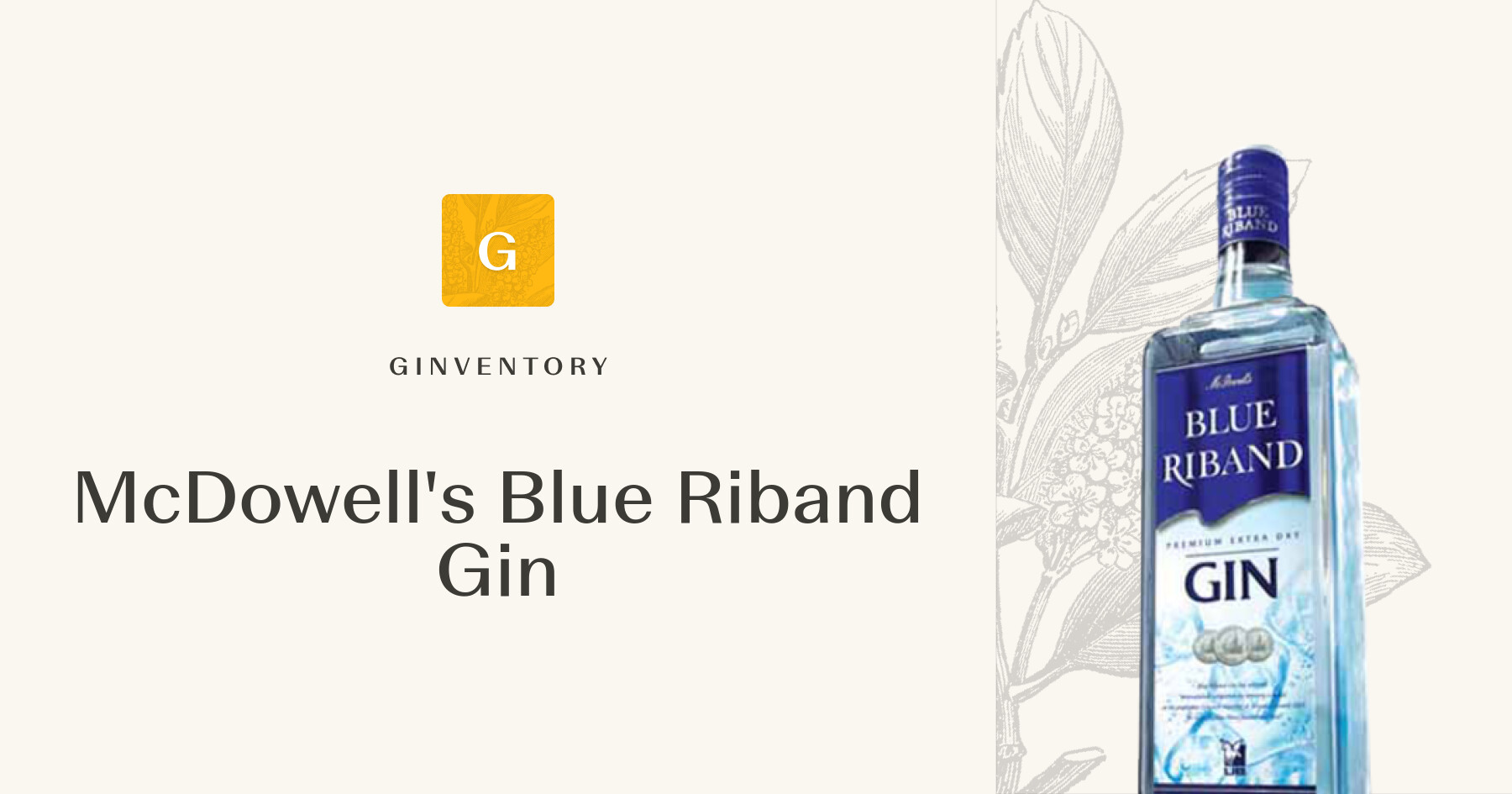 McDowell's Blue Riband Gin — Gins | Ginventory