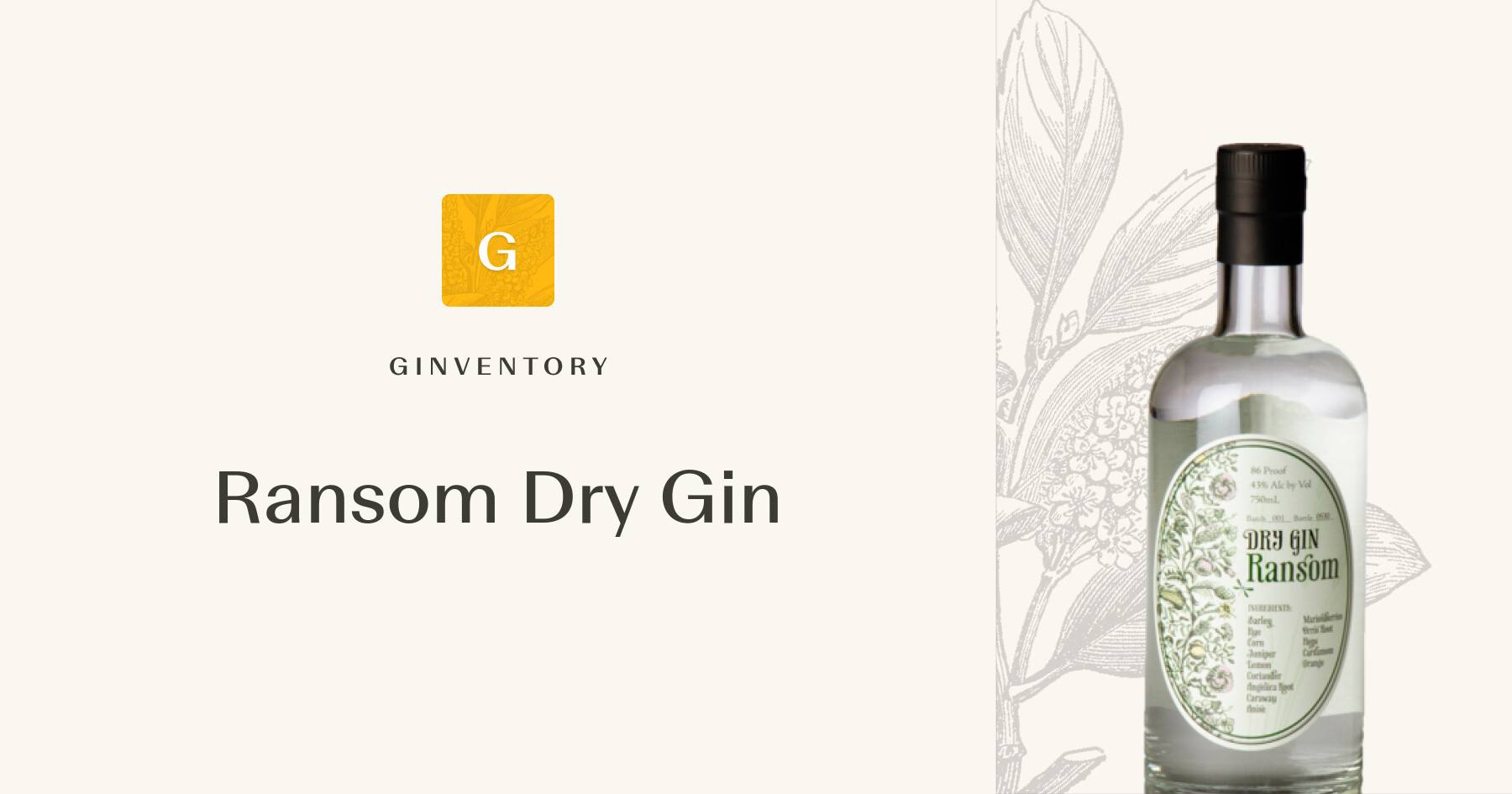 Ransom Dry Gin — Gins | Ginventory