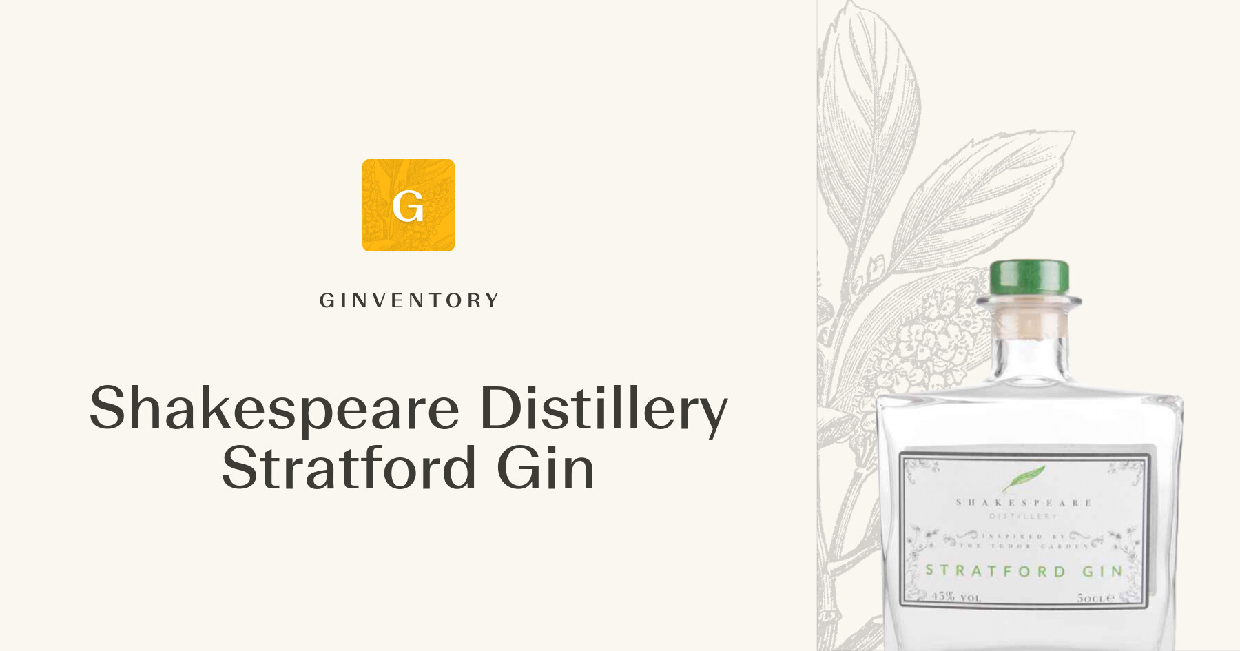 Shakespeare Distillery Stratford Gin — Gins | Ginventory