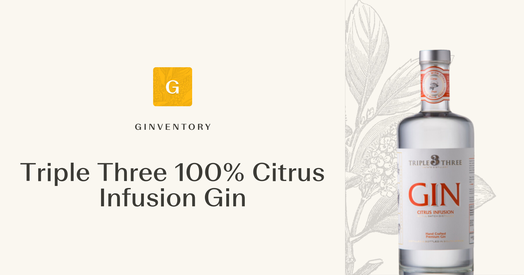 Triple Three 100% Citrus Infusion Gin — Gins | Ginventory