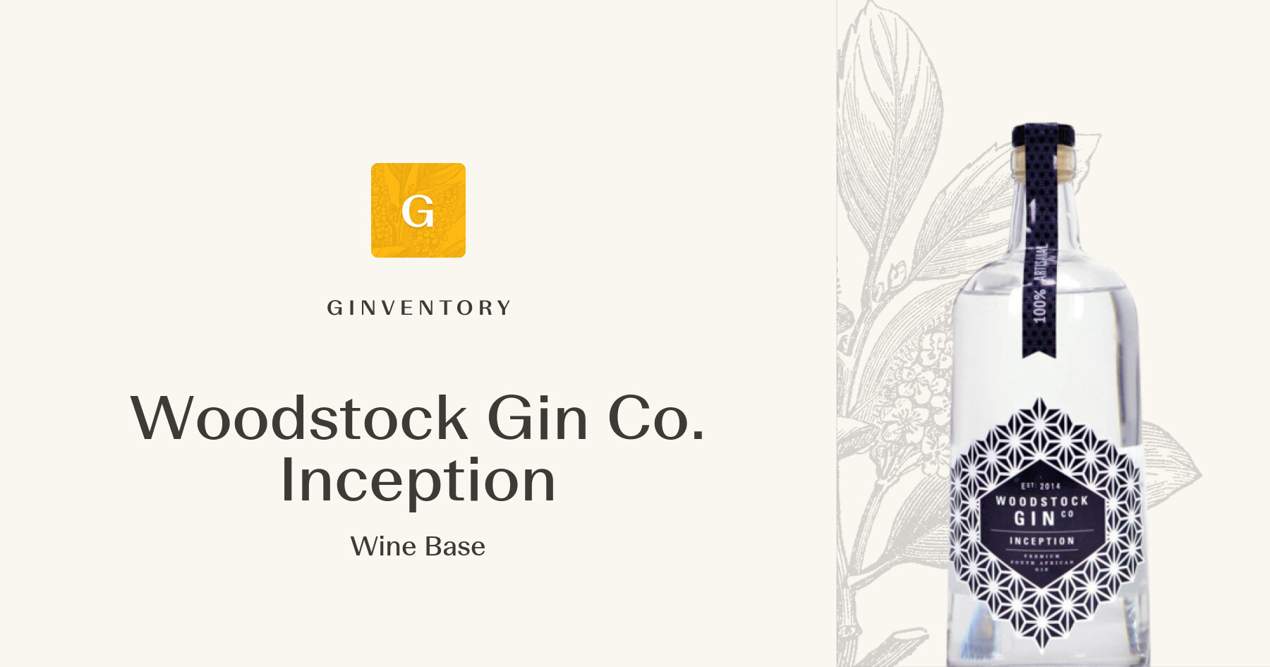 Woodstock Gin Co. Inception - Wine Base — Gins | Ginventory